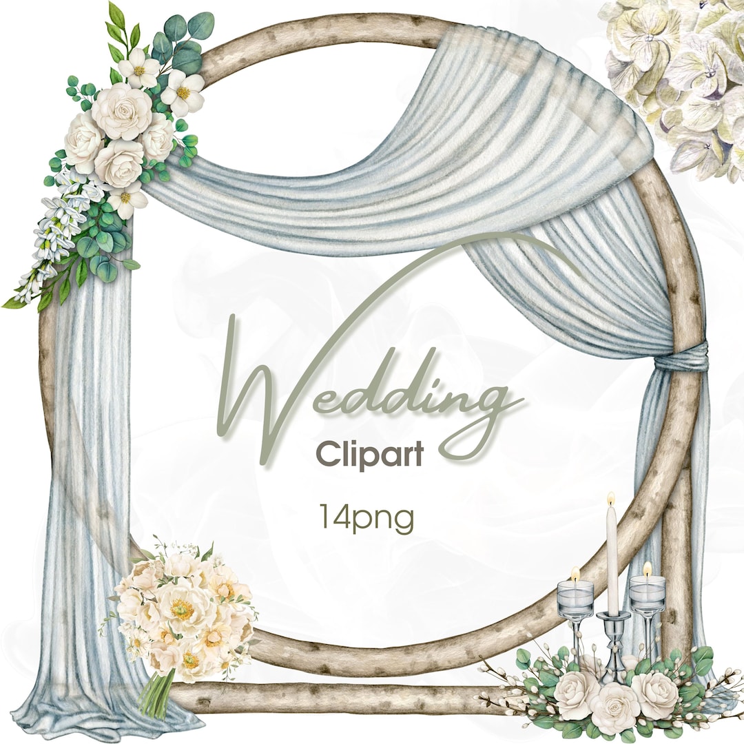 Elegant Wedding Clipart Bundle | Watercolor Bridal Clip Art Set ...