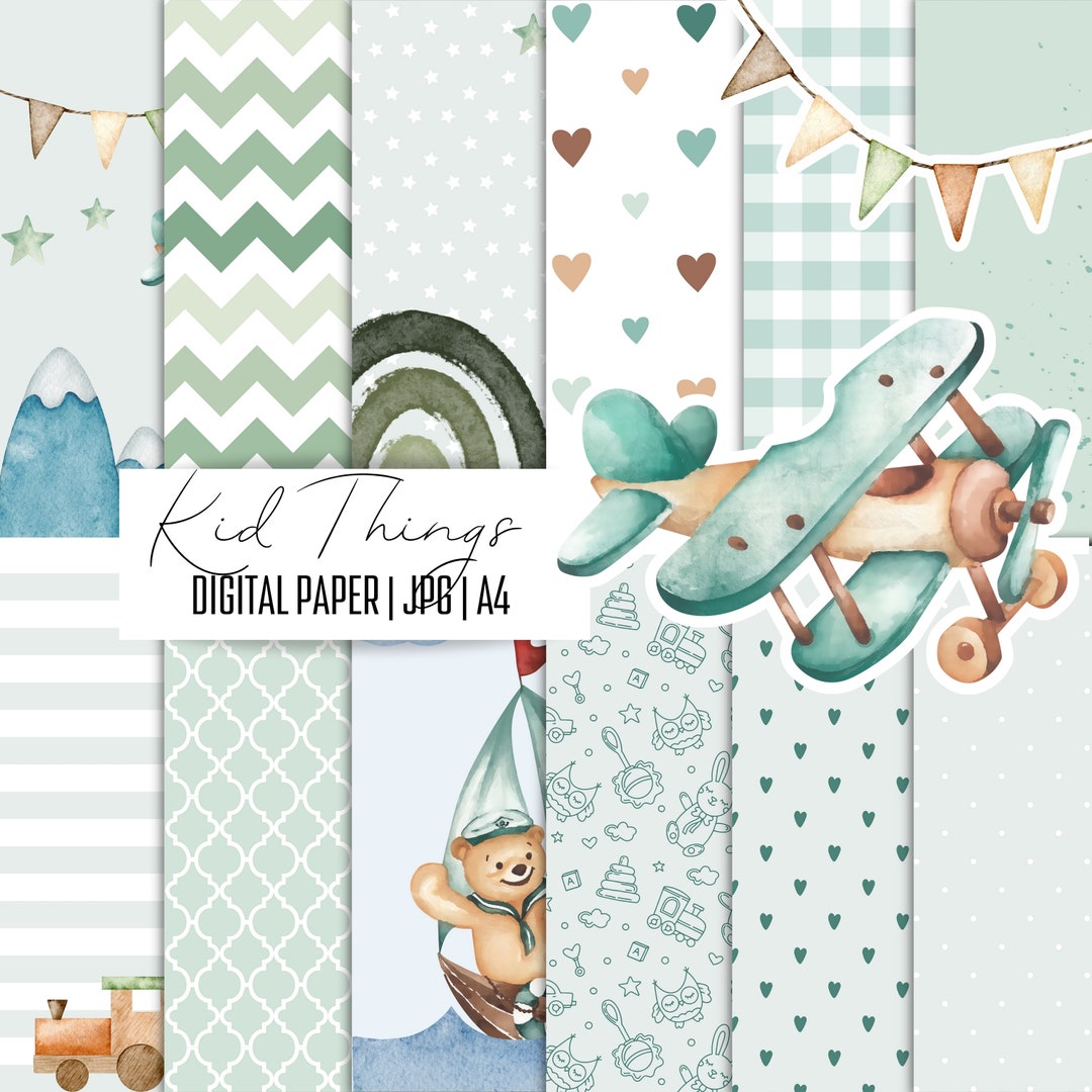 Watercolor Kids Digital Paper, JPG Digital Paper, A4 Printable Pattern ...