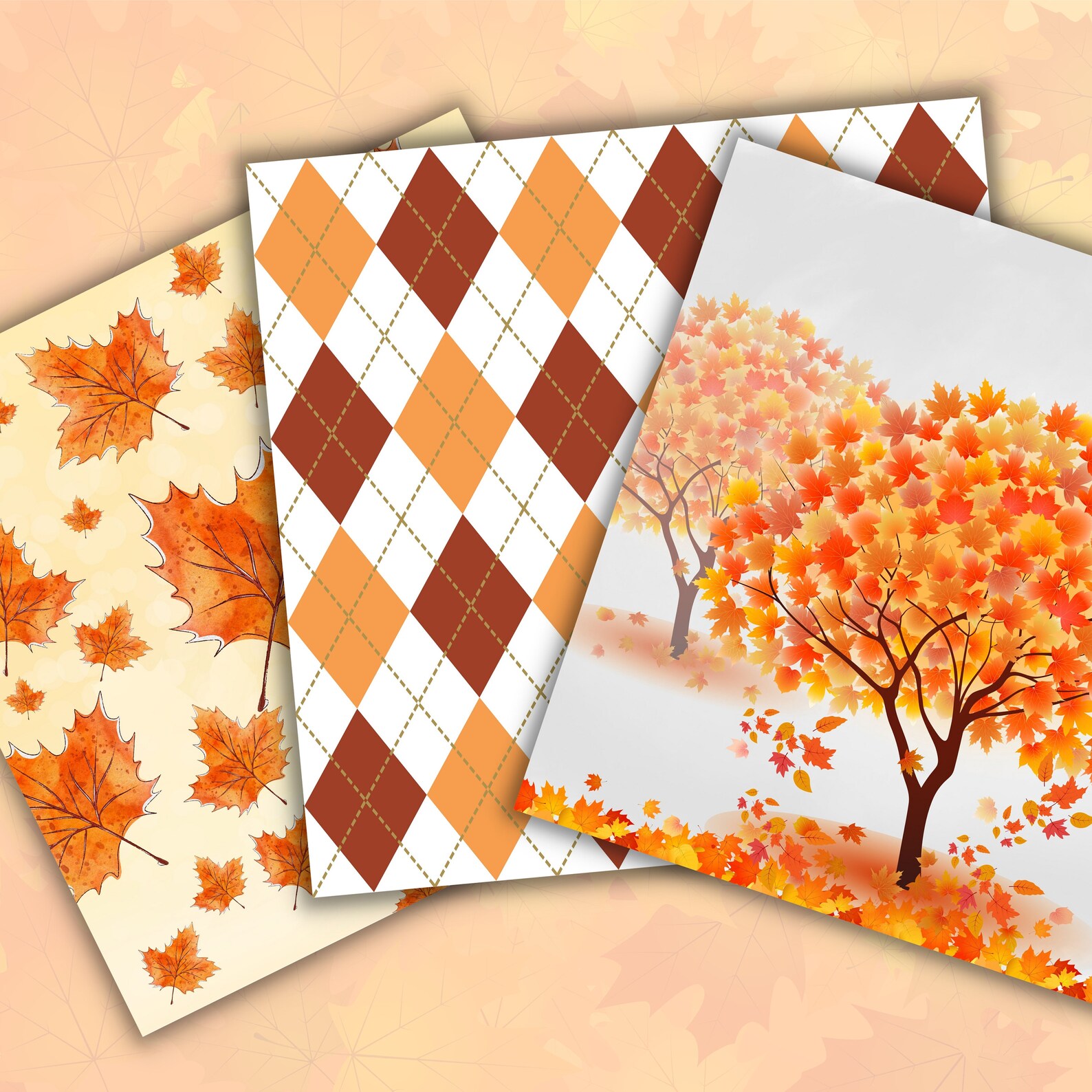 Hello Fall Pattern, Fall Digital Paper Pack, Fall Pattern, Pumpkin ...