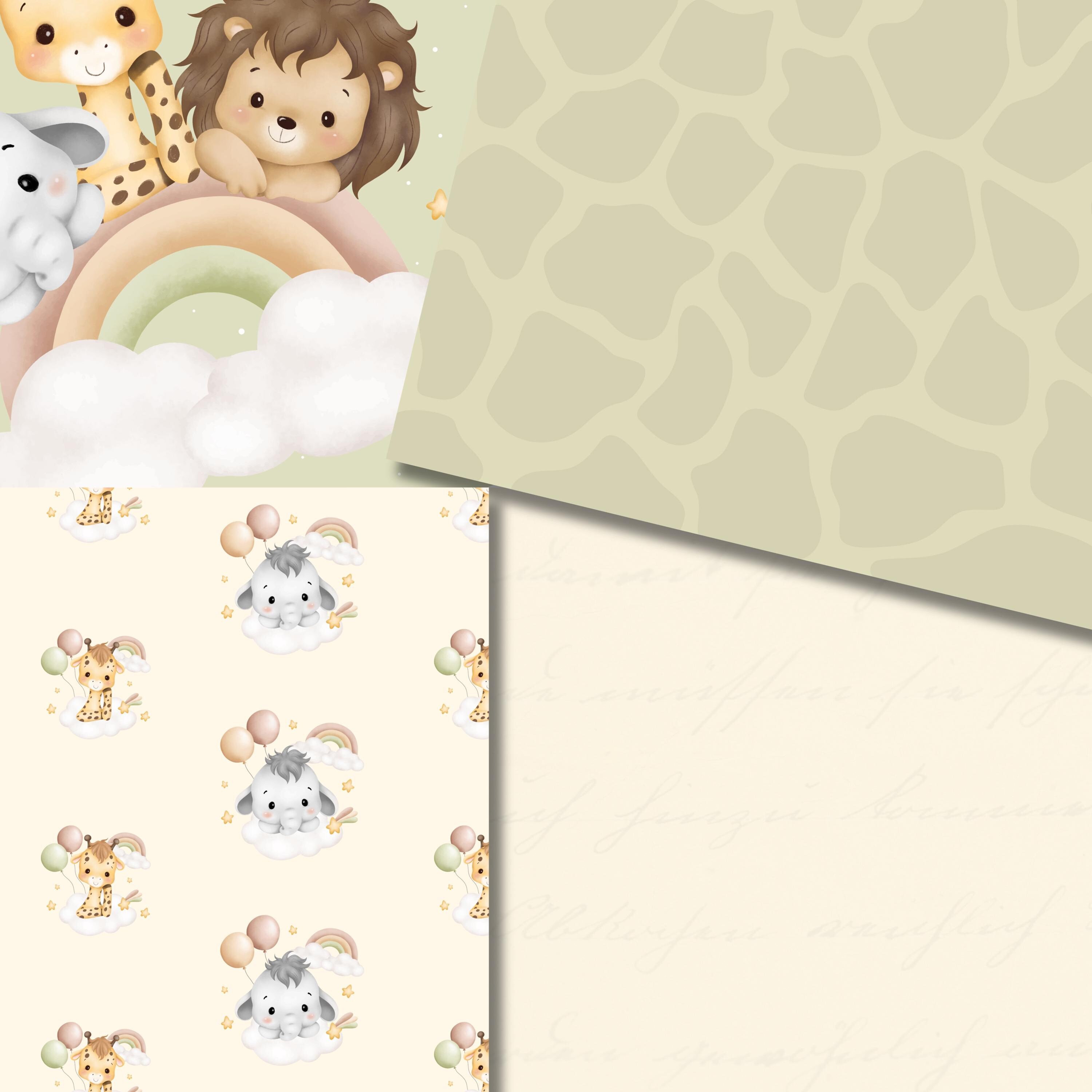 Safari Baby Digital Paper: Pastel Jungle Animals (JPG Instant Download ...