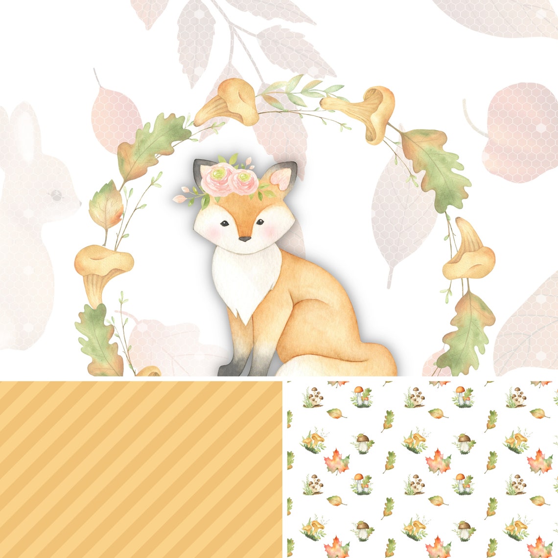 Forest Animals Digital Paper, Forest Animals Clipart, Wild Animals ...