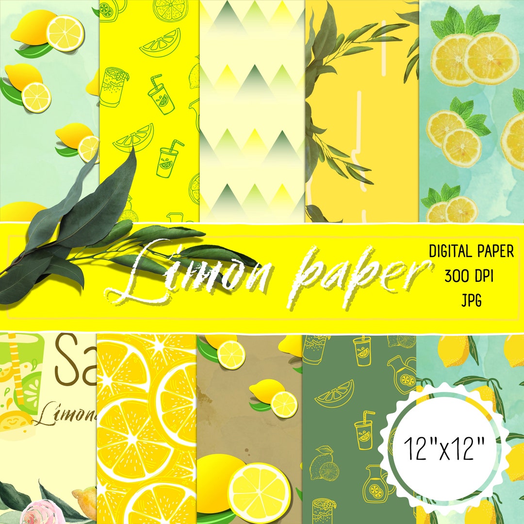 Lemon Digital Paper Pack, Summer Lemons Pattern, Citrus Background ...