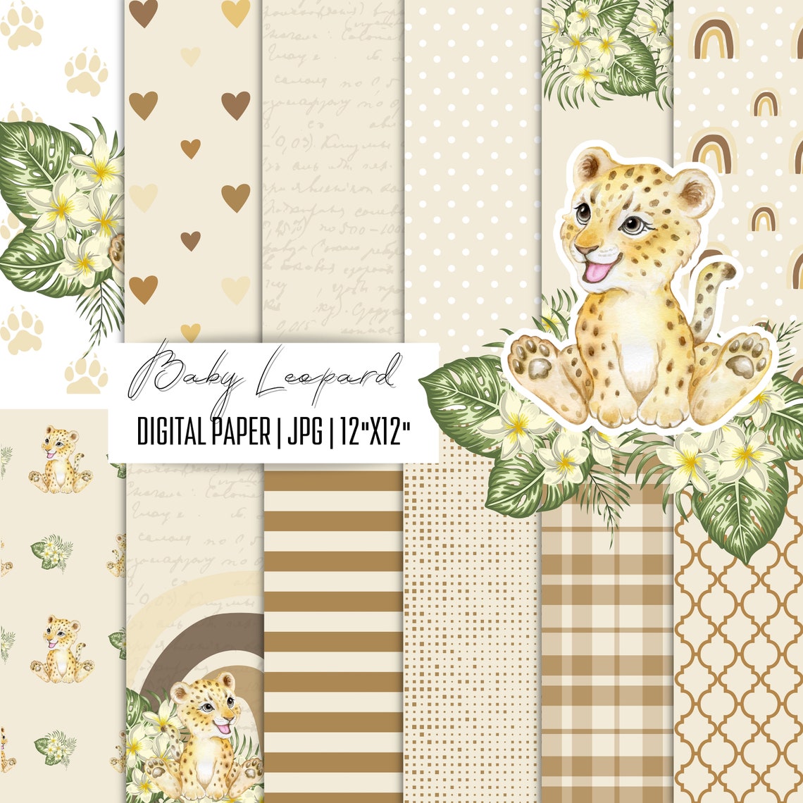 Baby Leopard Digital Paper: Safari Nursery Patterns (digital Download ...