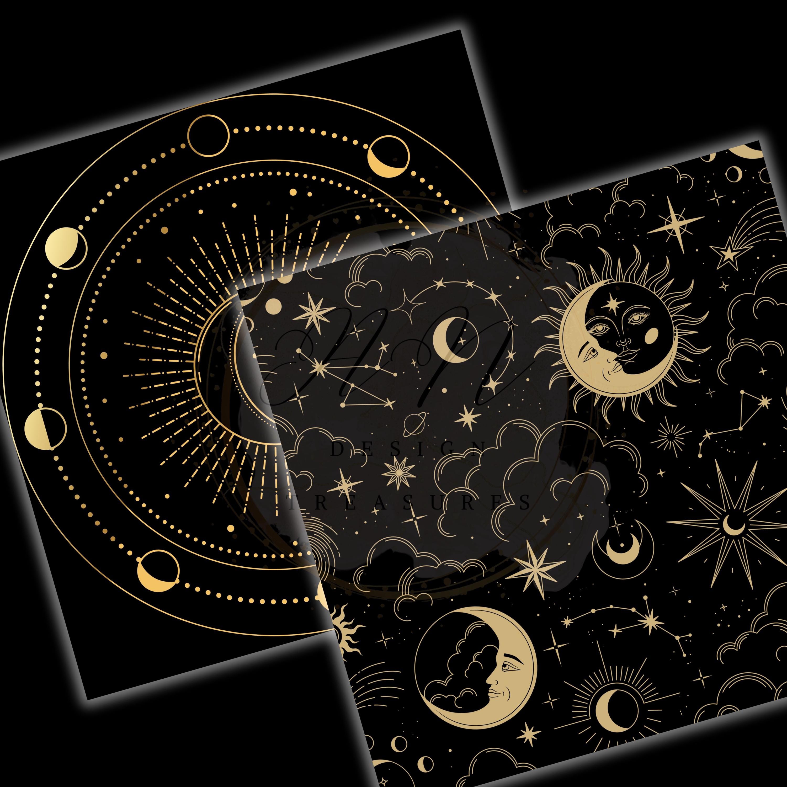 Sun and Moon Background, Sun and Moon Digital Paper Pack, Scrapbook ...