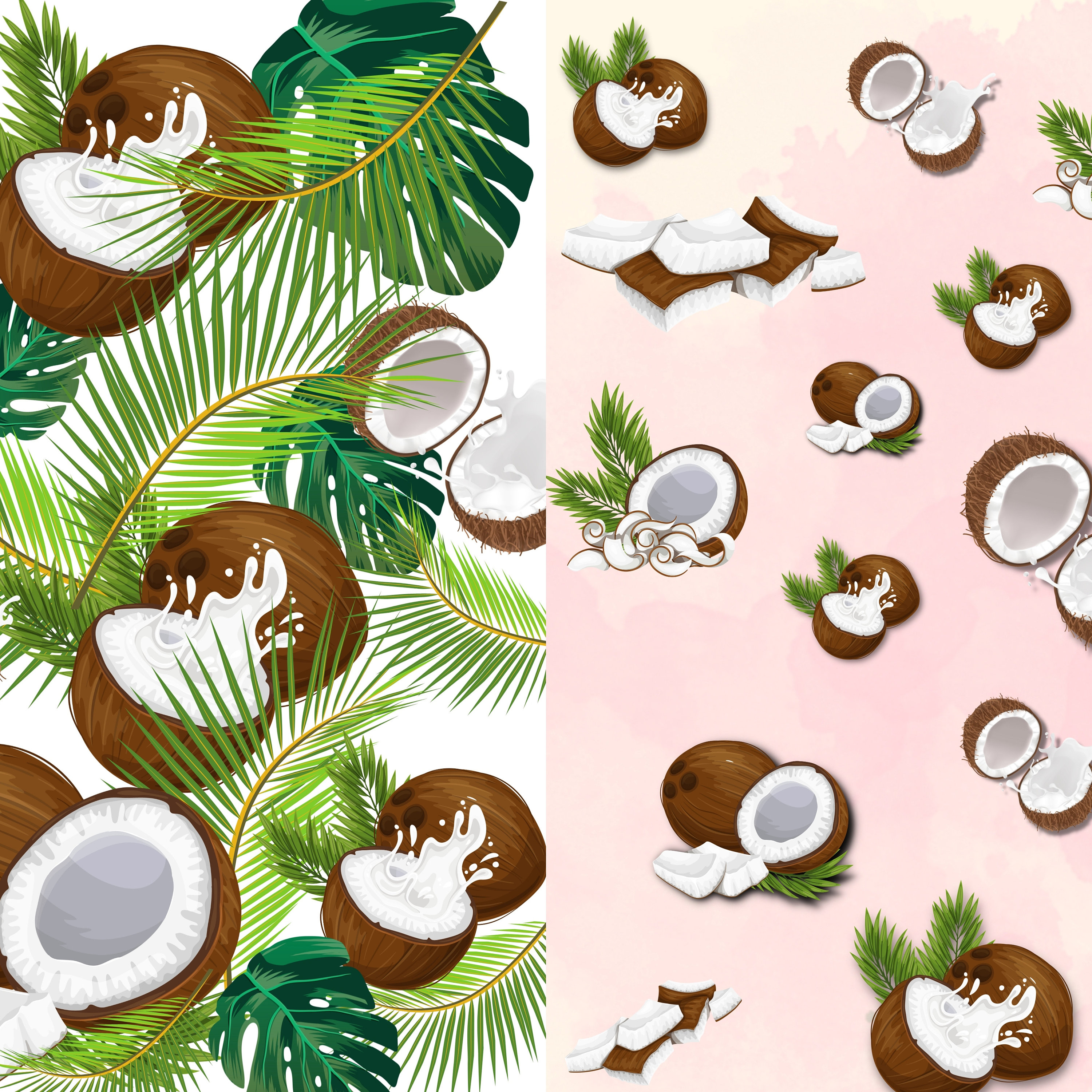 Coconut Digital Paper Pack, Baby Shower, Coconut Scrapbook Paper ...