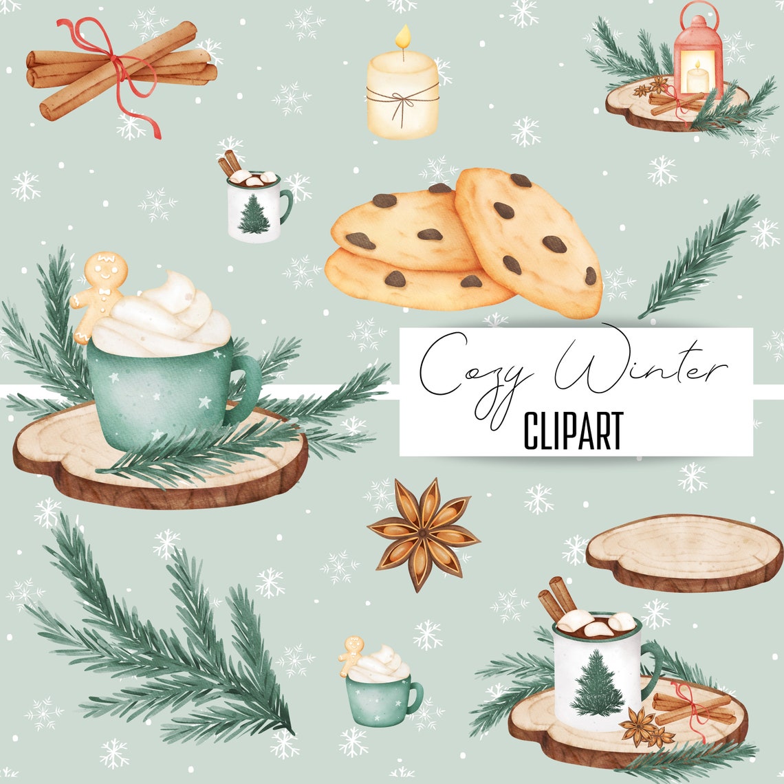 Cozy Winter Clipart Winter Magic Hot Chocolate Clipart - Etsy