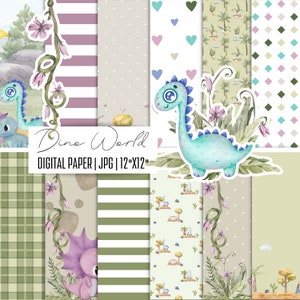 Dino Digital Paper Pack, Seamless Pattern, Dinosaur Clipart, Jurassic ...