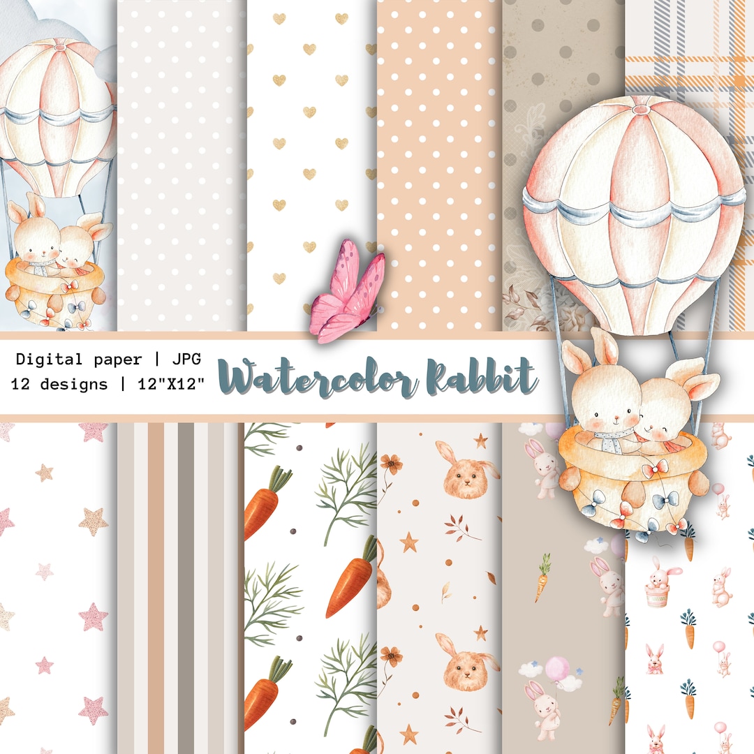 Rabbit Clipart, Bunny Clipart, Rabbit JPG, Easter Digital Paper ...