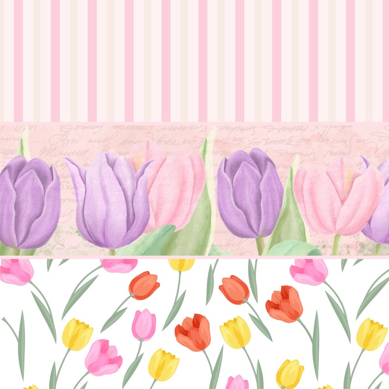 Tulip Digital Paper Pack, Tulip Garden Background, Scrapbook Tulip ...