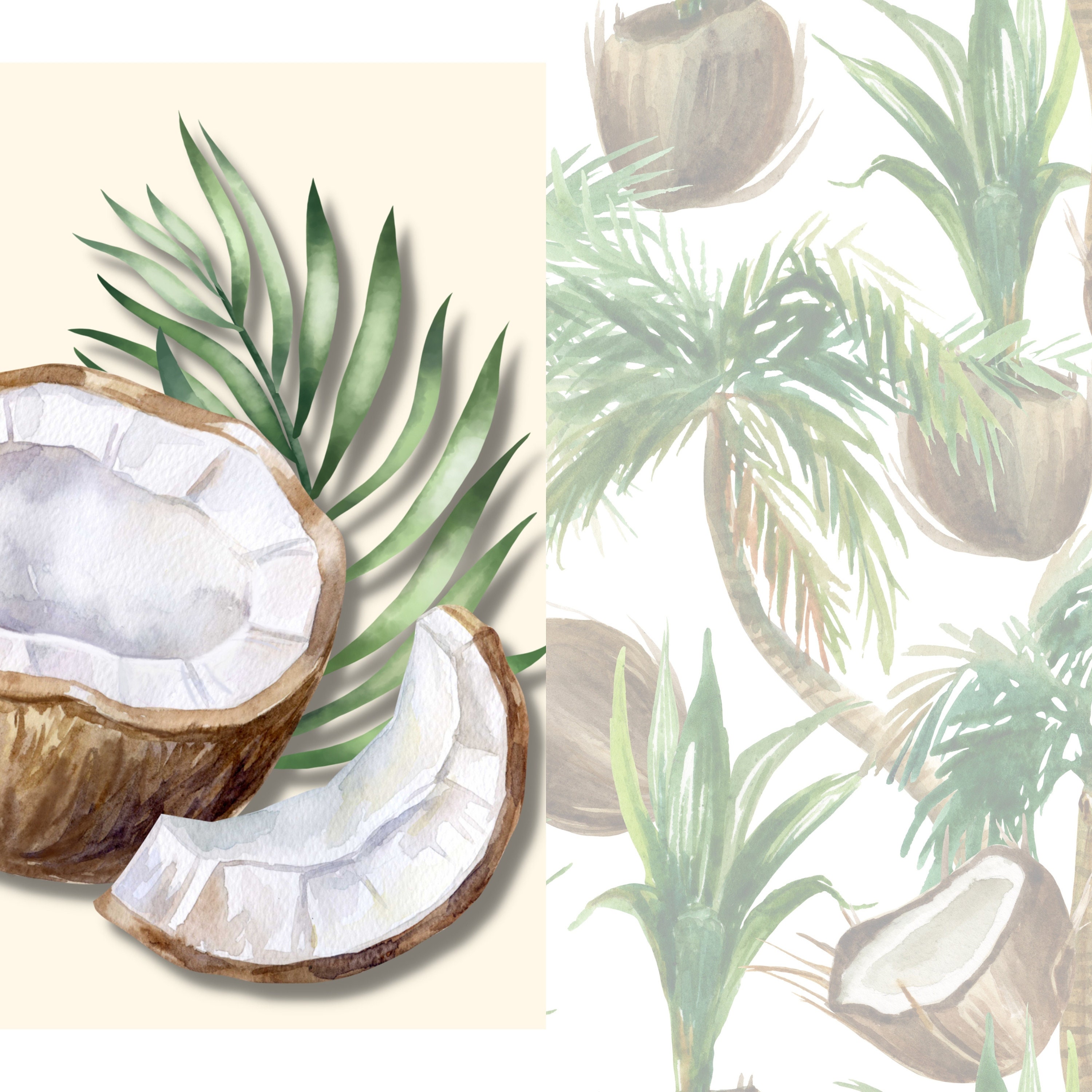 Coconut Digital Paper Pack, Baby Shower, Coconut Scrapbook Paper ...