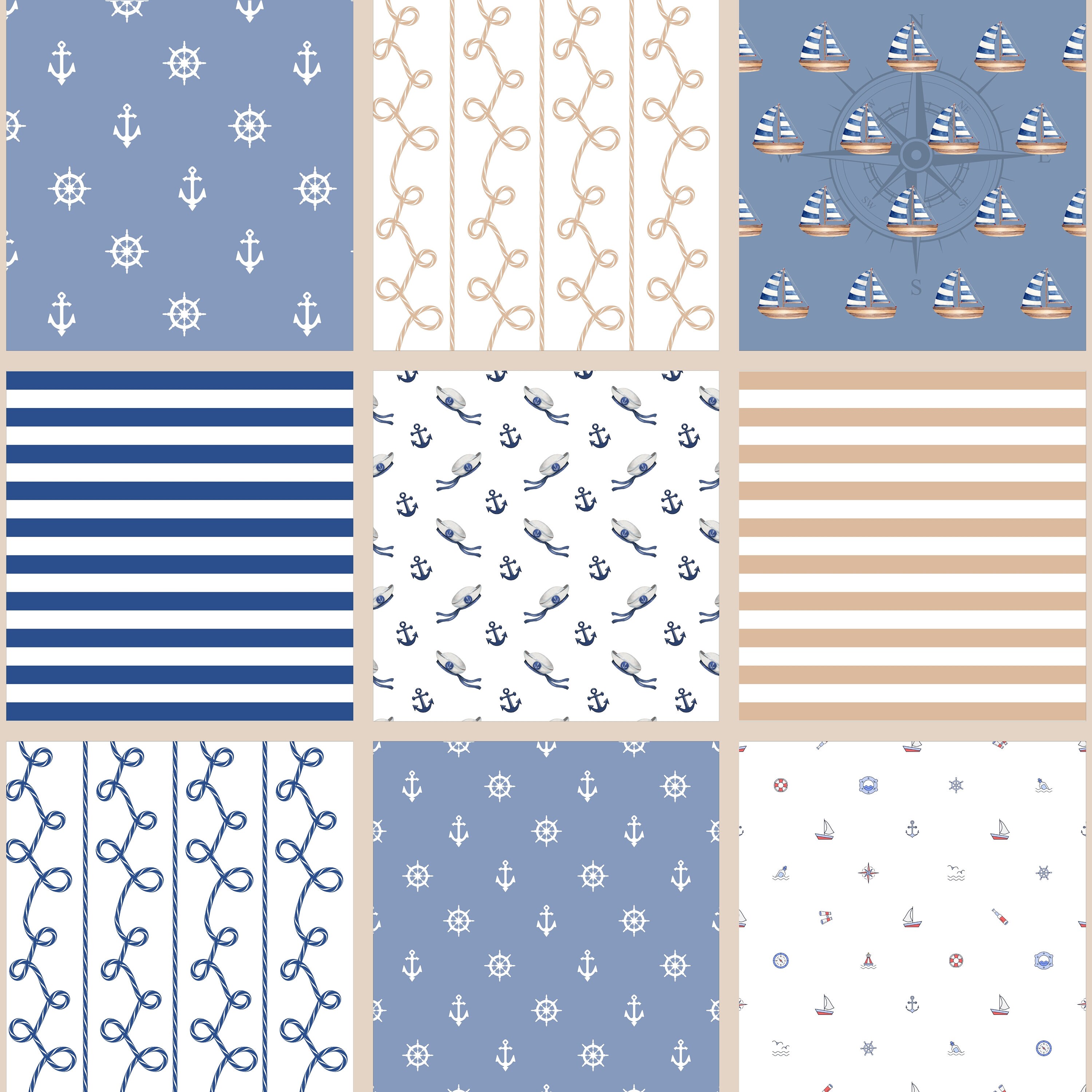 Nautical Digital Paper Pack, Scrapbooking Paper, Map Digital Paper ...