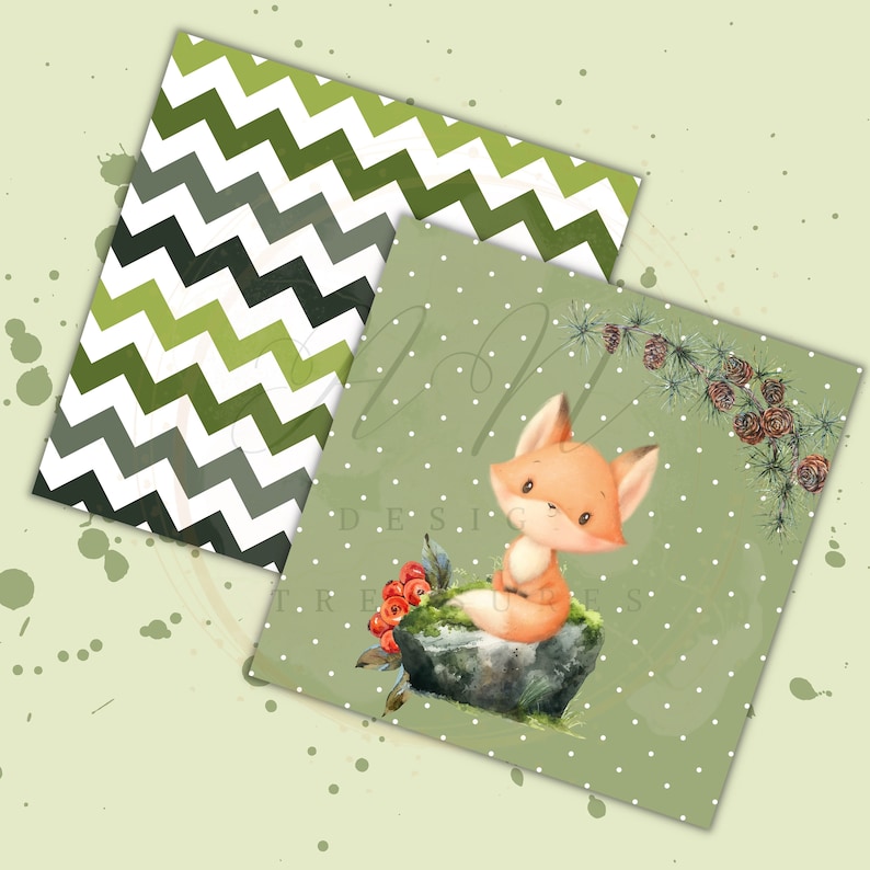 Baby Fox Digital Paper, Forest Animals Prints, Digital Paper Pack ...