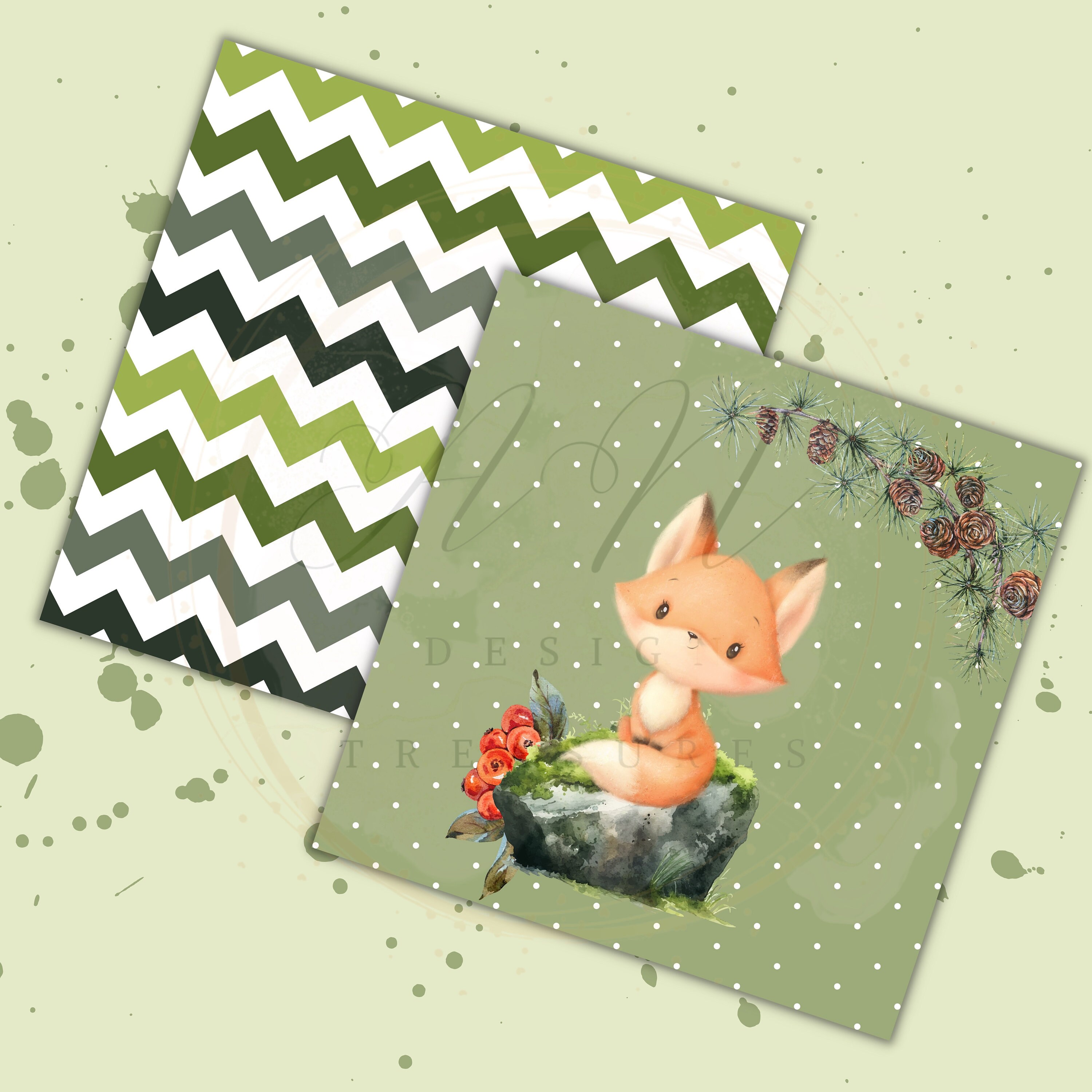 Baby Fox Digital Paper, Forest Animals Prints, Digital Paper Pack ...