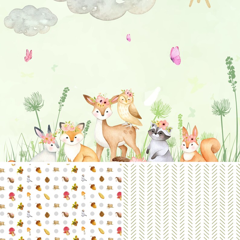Forest Animals Digital Paper, Forest Animals Clipart, Wild Animals ...