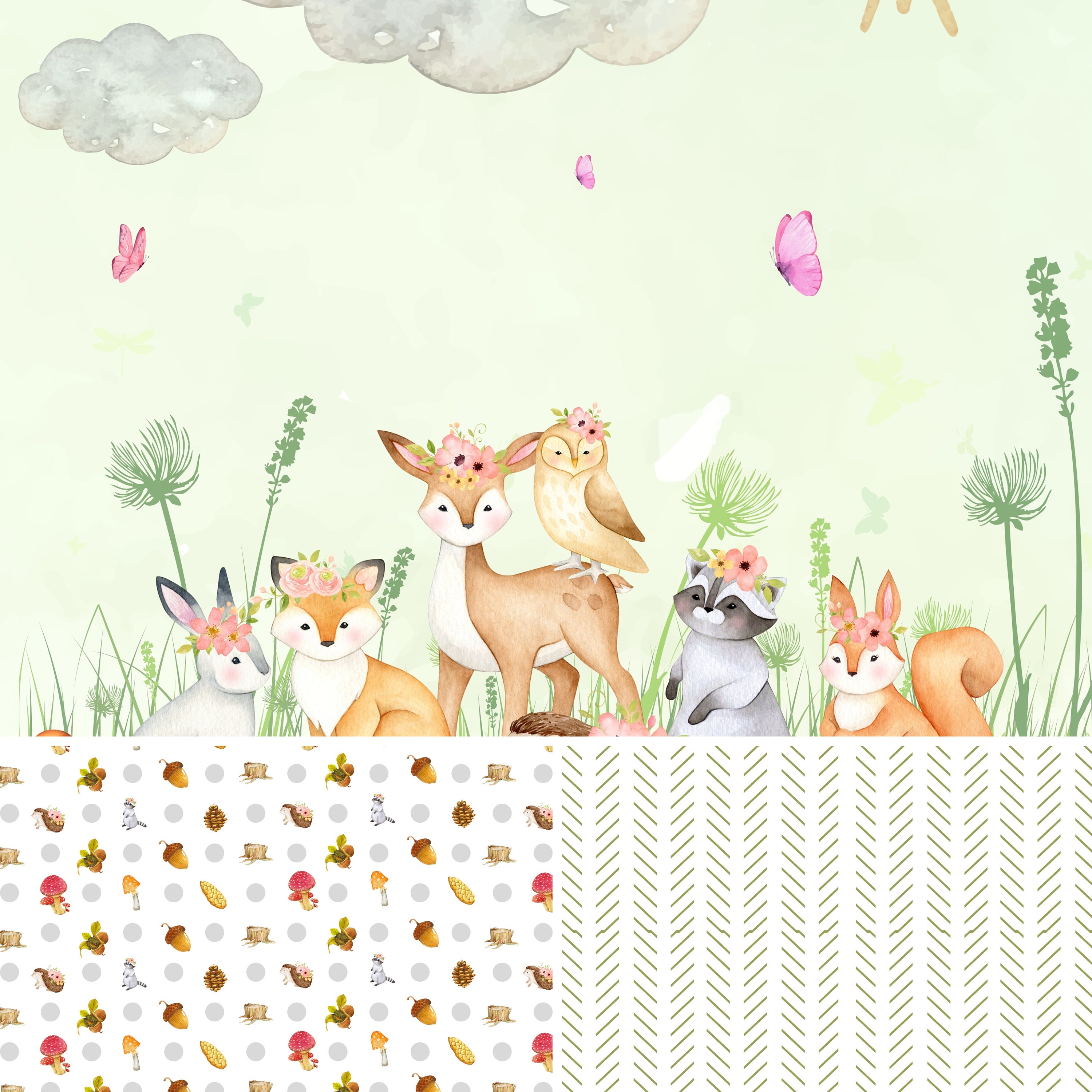 Forest Animals Digital Paper, Forest Animals Clipart, Wild Animals ...