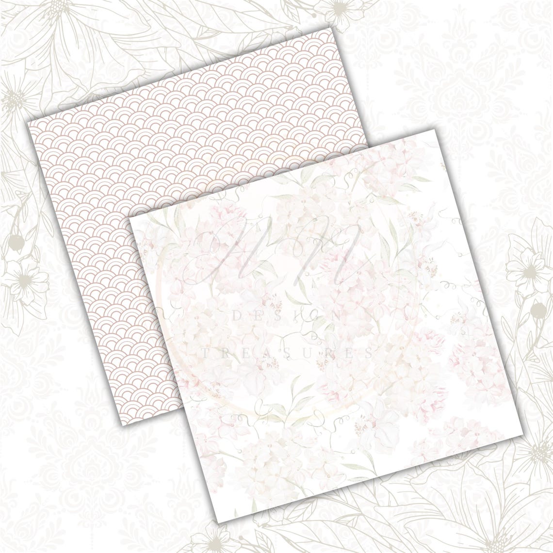 Princess Digital Paper Pack: Pastel Floral Scrapbook Backgrounds (12x12 ...