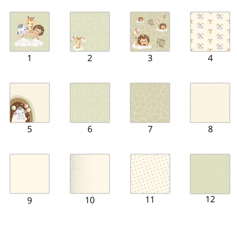 Safari Baby Digital Paper: Pastel Jungle Animals (JPG Instant Download ...