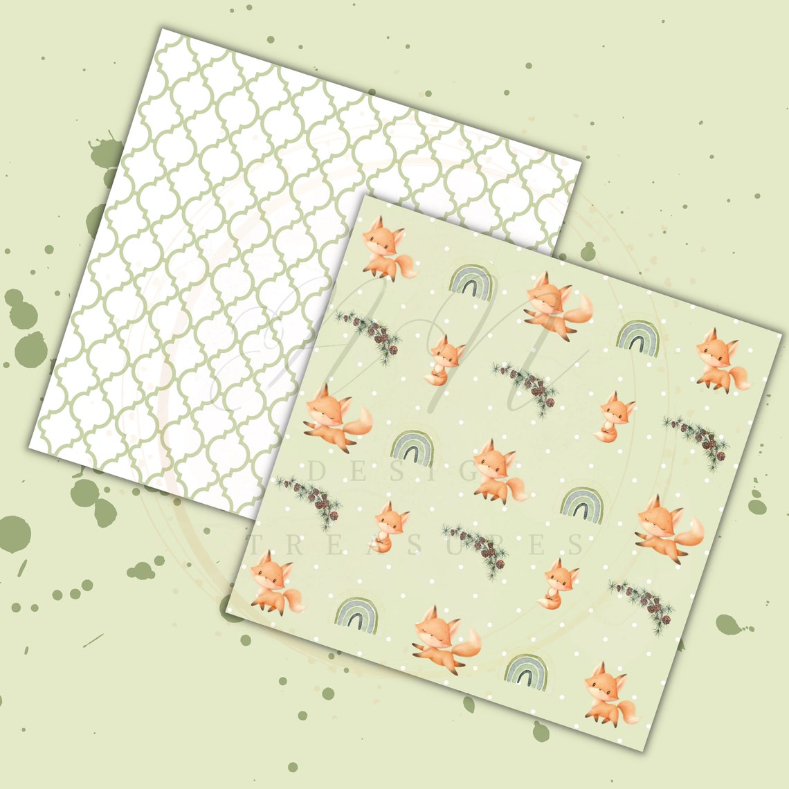 Baby Fox Digital Paper, Forest Animals Prints, Digital Paper Pack ...