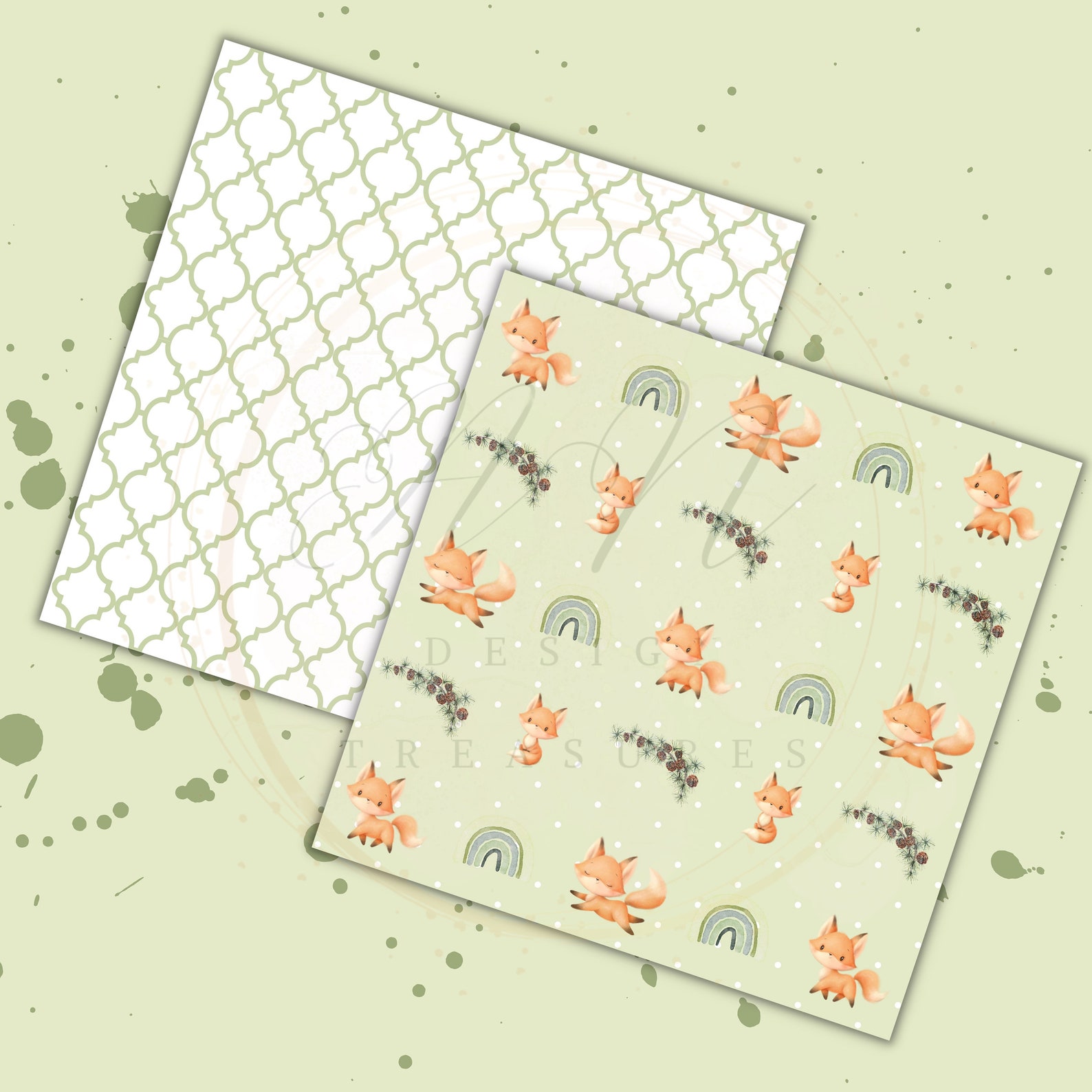 Baby Fox Digital Paper, Forest Animals Prints, Digital Paper Pack ...