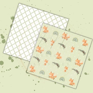 Baby Fox Digital Paper, Forest Animals Prints, Digital Paper Pack ...