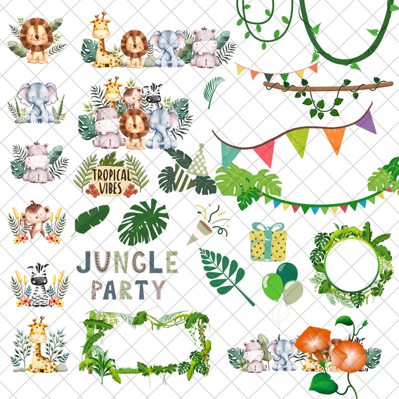 Jungle Clipart, Jungle Animals, Safari Clipart, Safari Birthday ...