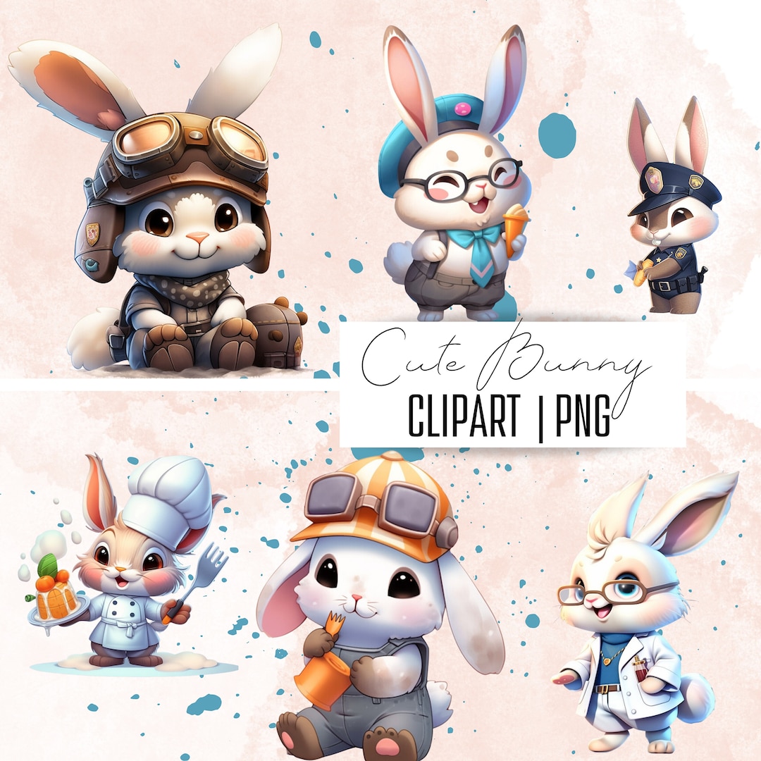Cute Bunny Clipart, Rabbit Pattern, Woodland Animals, Scrapbook Paper ...