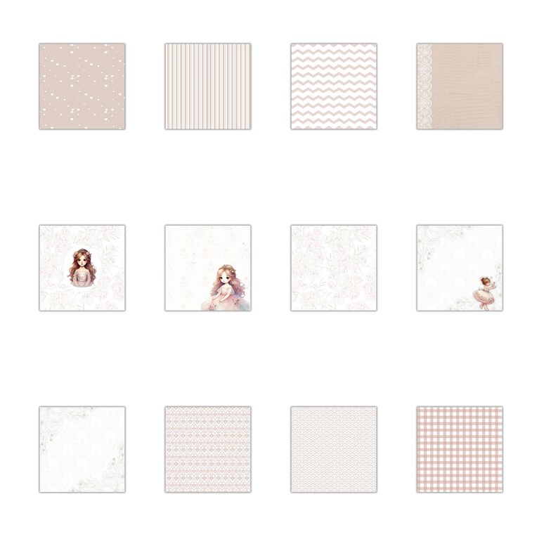 Princess Digital Paper Pack: Pastel Floral Scrapbook Backgrounds (12x12 ...