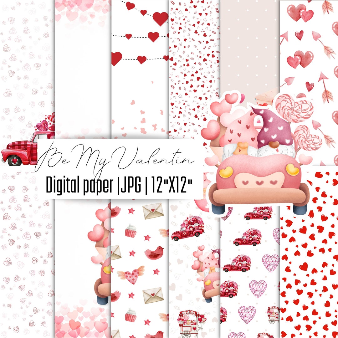 Be My Valentine Digital Paper, Digital Paper Pack, 14th February ...