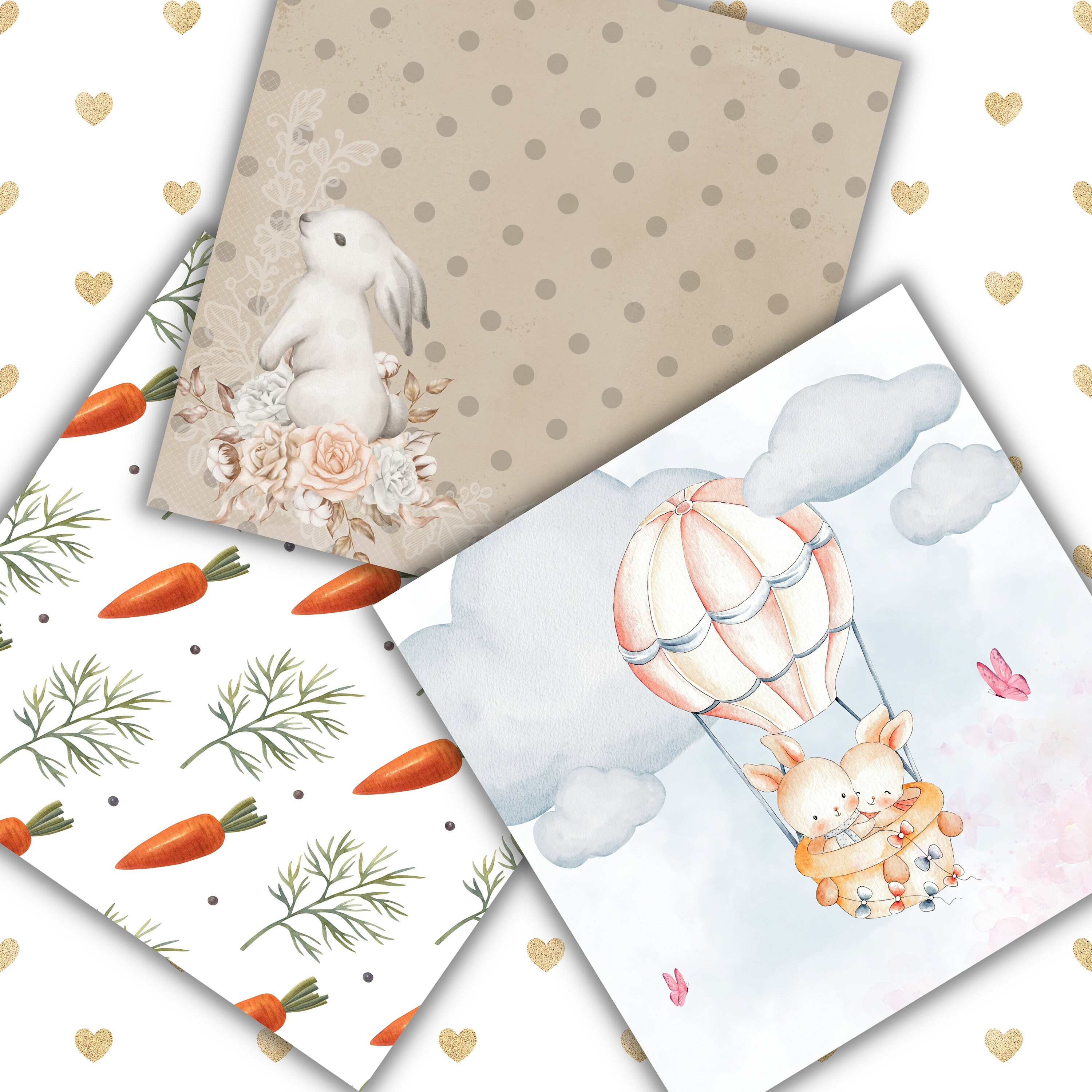 Rabbit Clipart, Bunny Clipart, Rabbit JPG, Easter Digital Paper ...