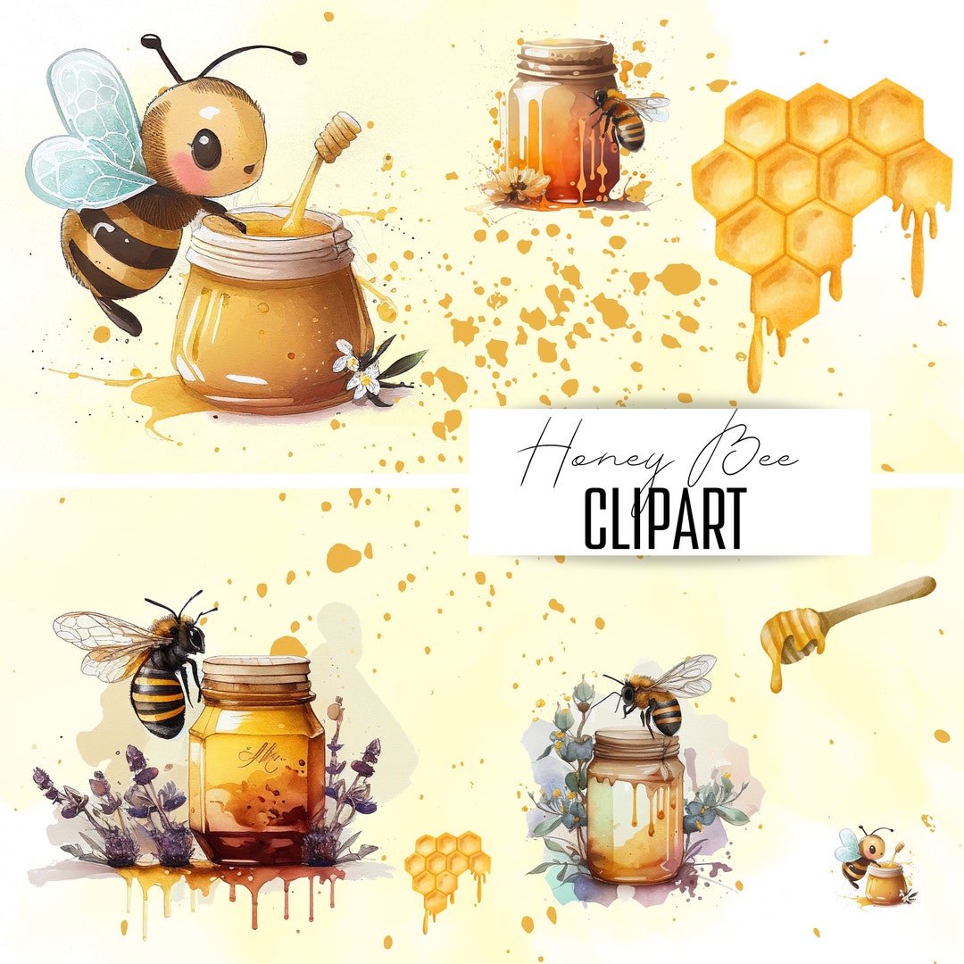 Honey Bee Clipart, Cute Honey Clipart, Scrapbook Pattern, Yellow ...