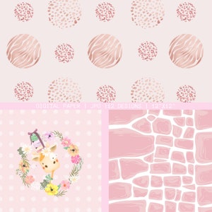 Pink Safari Digital Paper, Nursery Pink Background, Girl Jungle Safari ...