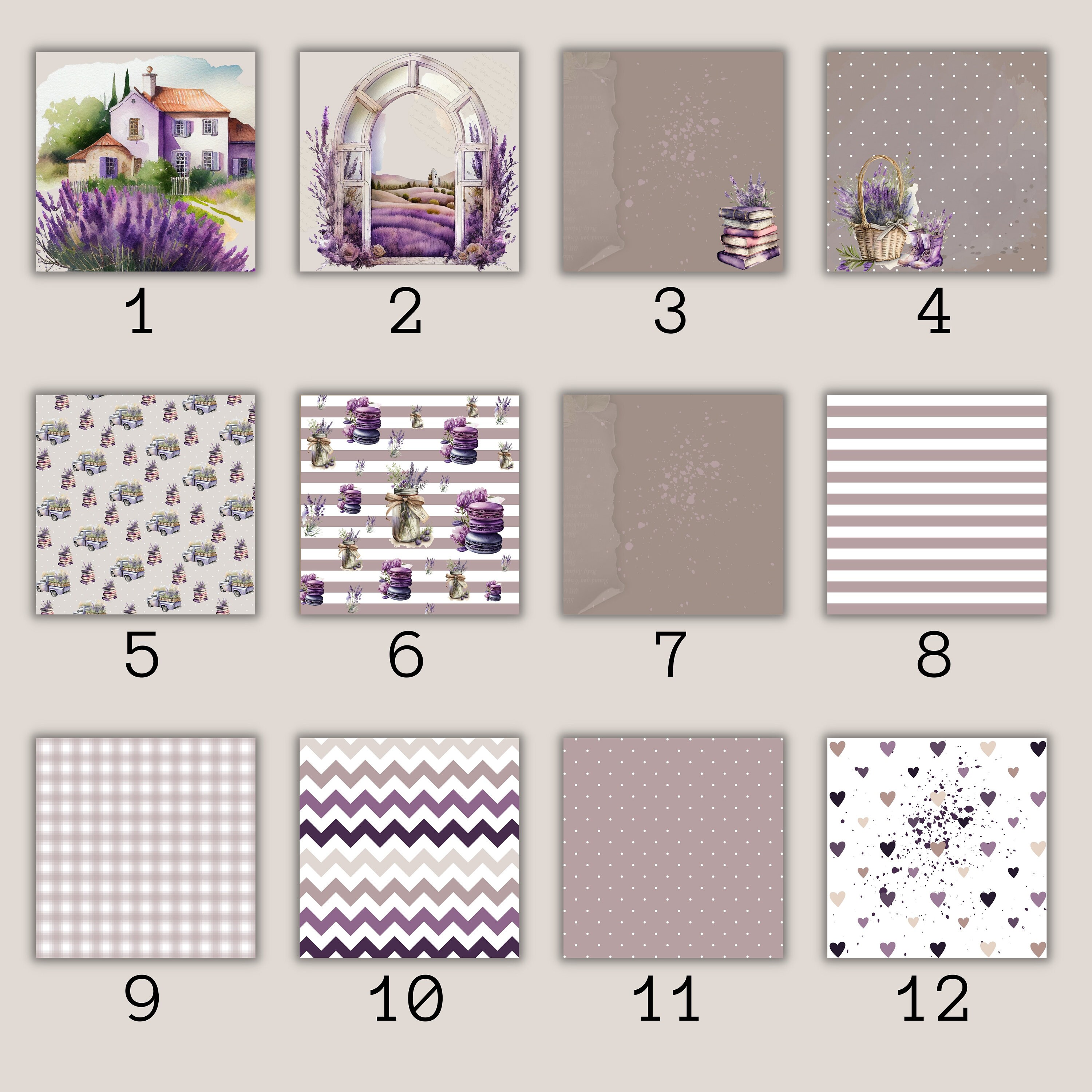 Vintage Lavender Digital Paper, Floral Digital Pack, Purple Printable ...