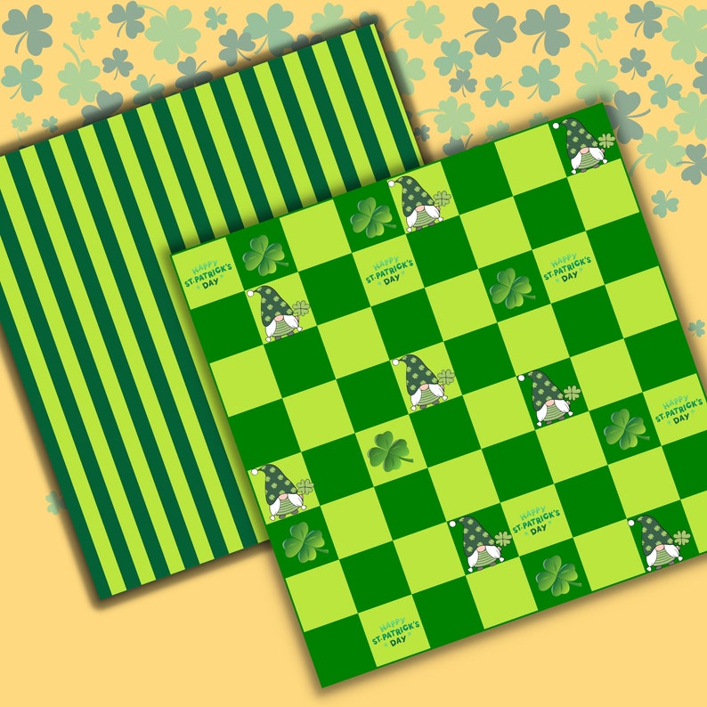 St. Patrick's Day Digital Paper Pack, Happy St. Patrick's Day, Green ...