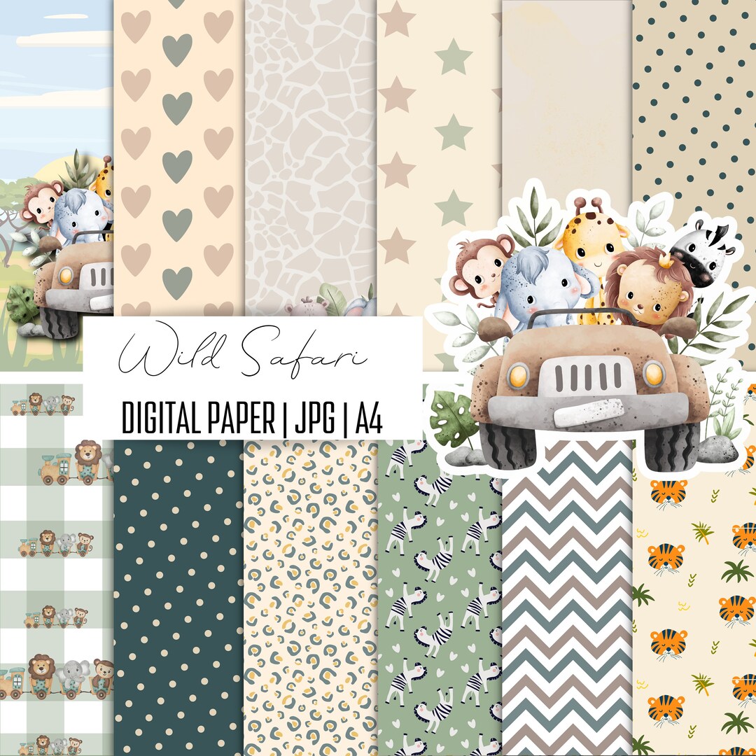 Wild Safari Digital Paper: A4 Animal Print Scrapbook Pattern (digital ...