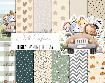 Wild Animals Blue Backgrounds | Digital Scrapbook Paper - Etsy