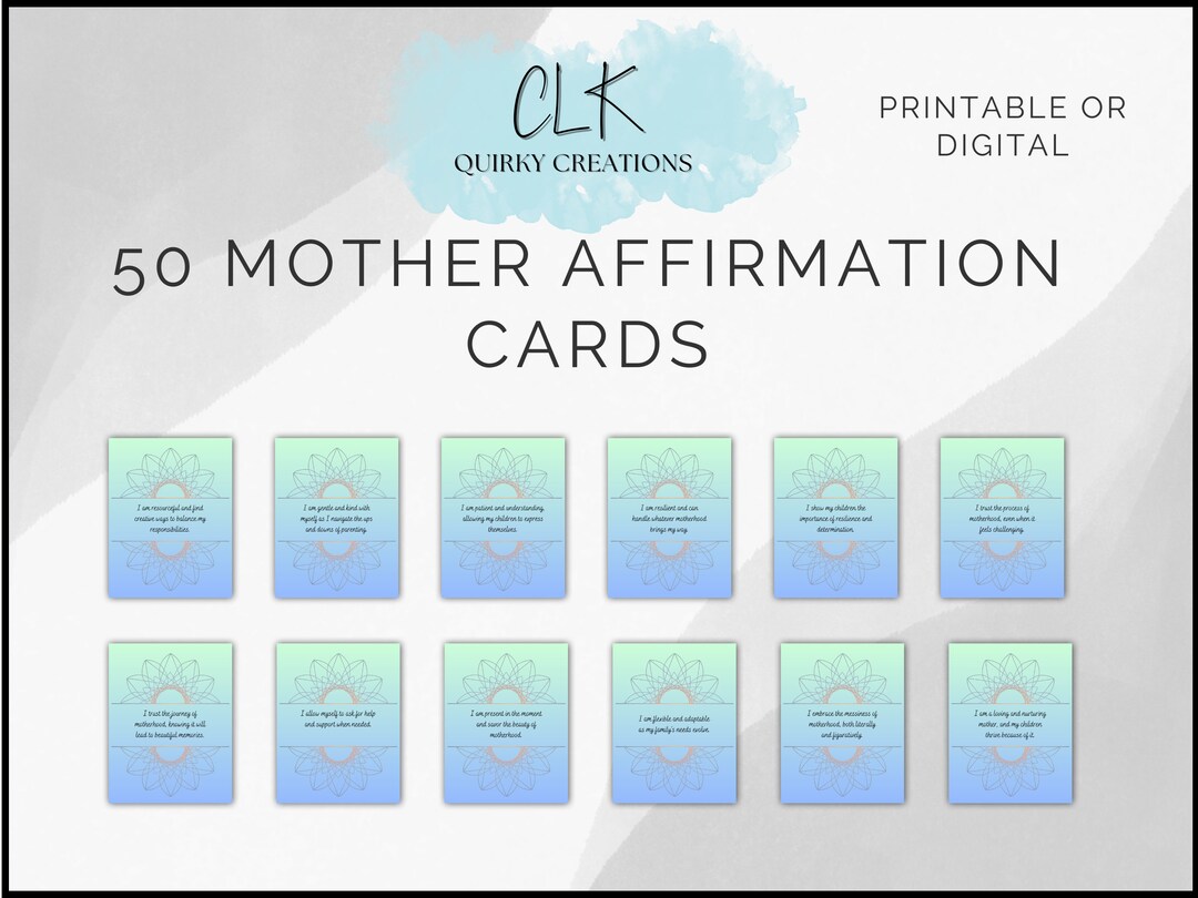 50 Mother Affirmation Cards, Printable Affirmations, Digital ...