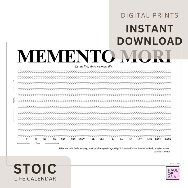 Memento Mori Life Calendar | Stoic Calendar | Stoicism - Etsy
