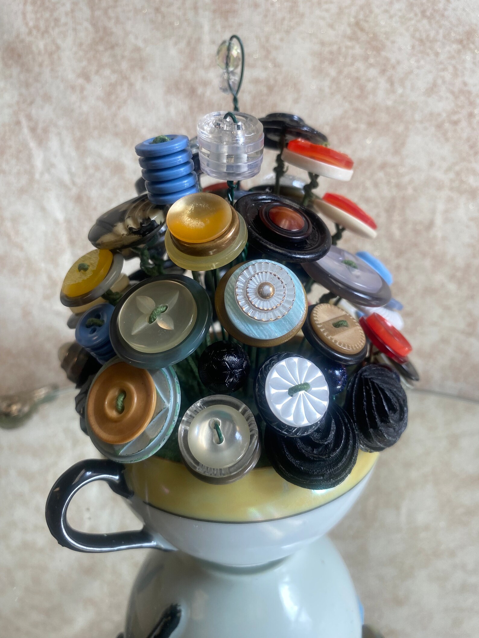 Vintage Poppy Teacup Button Bouquet Button Art Display - Etsy