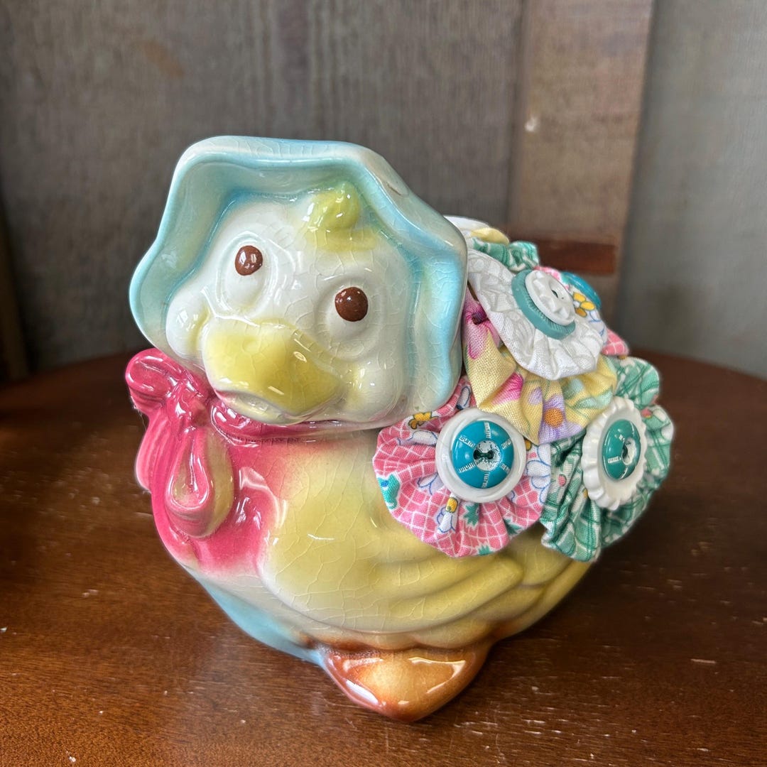 Kitschy Mother Duck Button Bouquet With Handcrafted Fabric Yo-yo ...