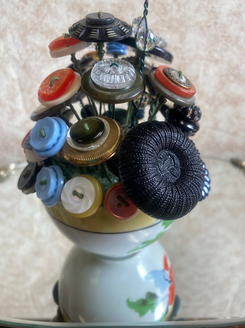 Vintage Poppy Teacup Button Bouquet Button Art Display - Etsy