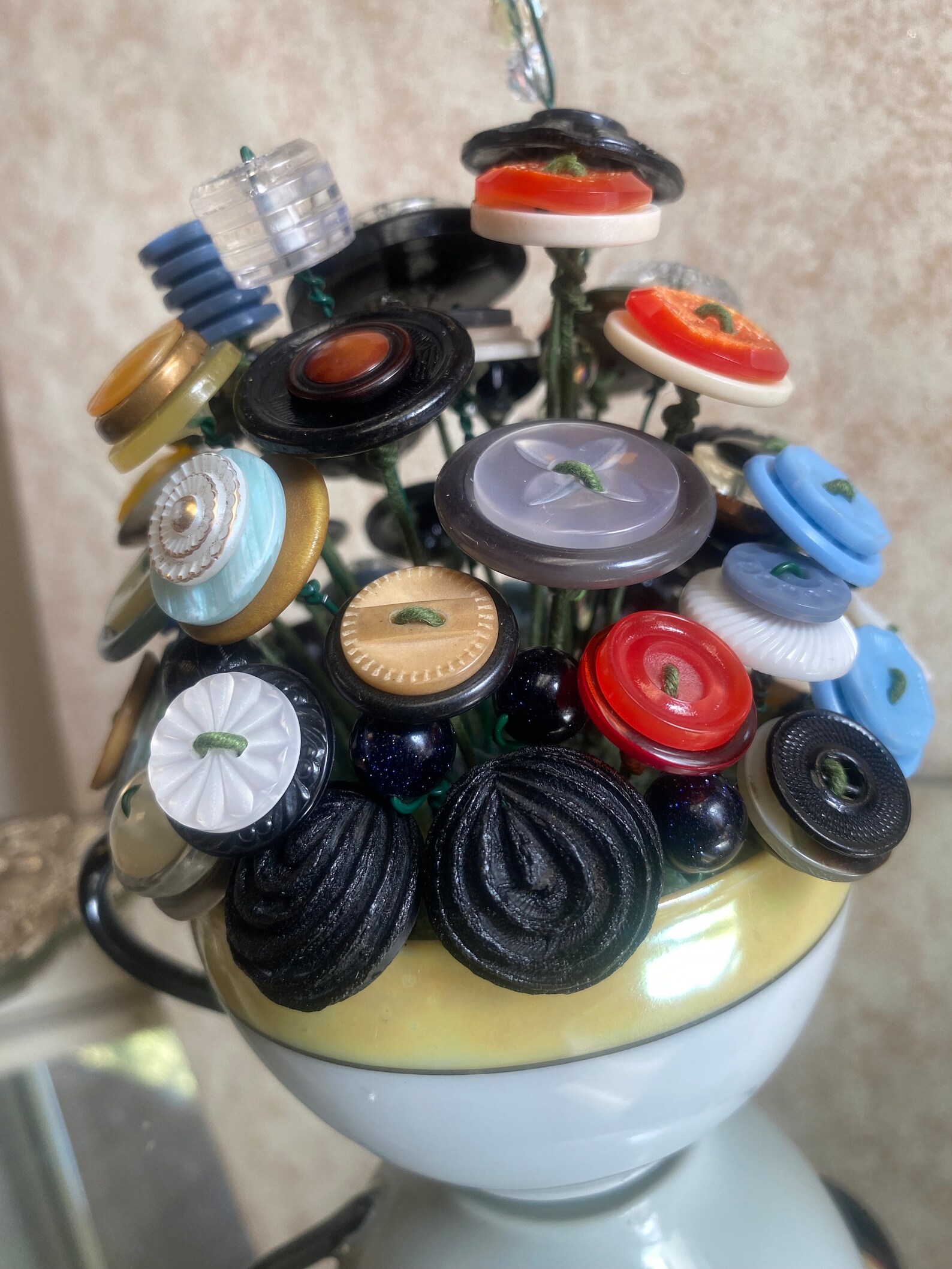 Vintage Poppy Teacup Button Bouquet Button Art Display - Etsy