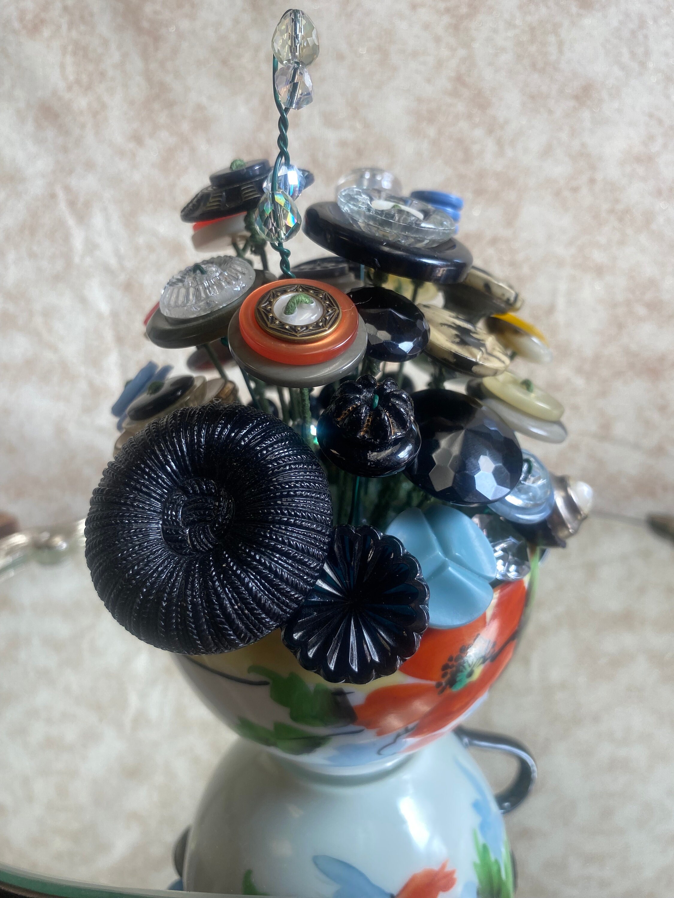 Vintage Poppy Teacup Button Bouquet Button Art Display - Etsy