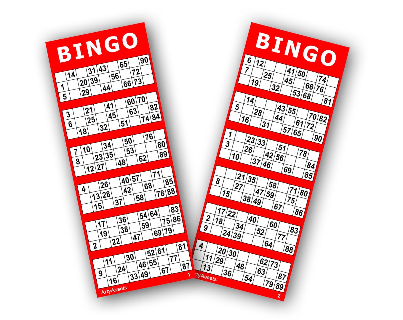 Bingo Cards, 300 Printable UK Style Bingo Cards Plus Check Sheet ...