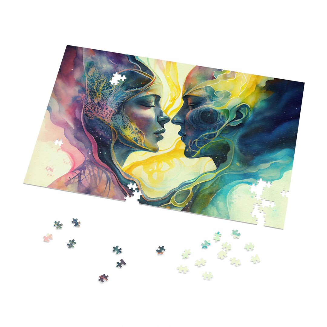 Soul Mates Jigsaw Puzzle: Psychedelic Spiritual AI Art (500 or 1000 ...