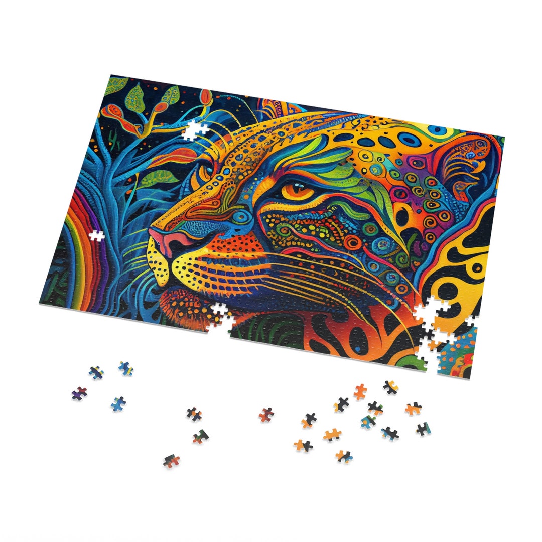 Psychedelic Jaguar Jigsaw Puzzle: Spiritual AI Art (500 or 1000 Piece ...
