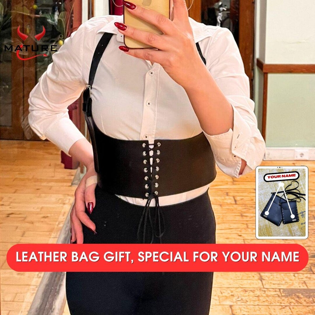 Adjustable Chest Leather Harness for Women, Plus Size Chest Accessory ...