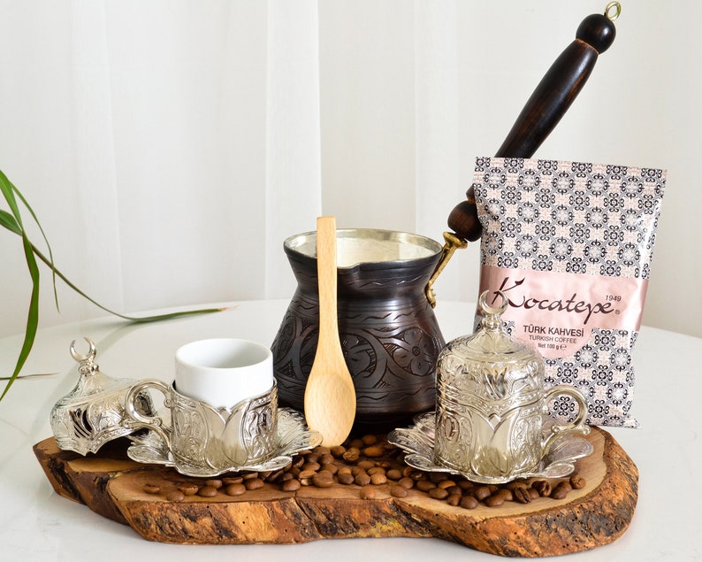 Handcrafted Copper Turkish Coffee Set for Two, Espresso Serving Set - Etsy