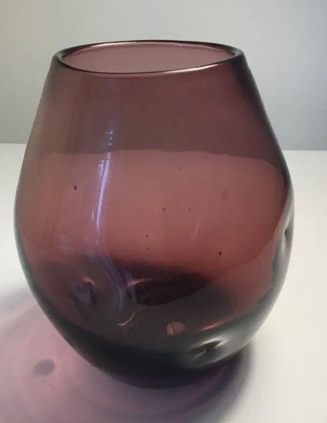 Vintage Glass Vase MCM Pinched Glass Vase Amethyst Purple - Etsy