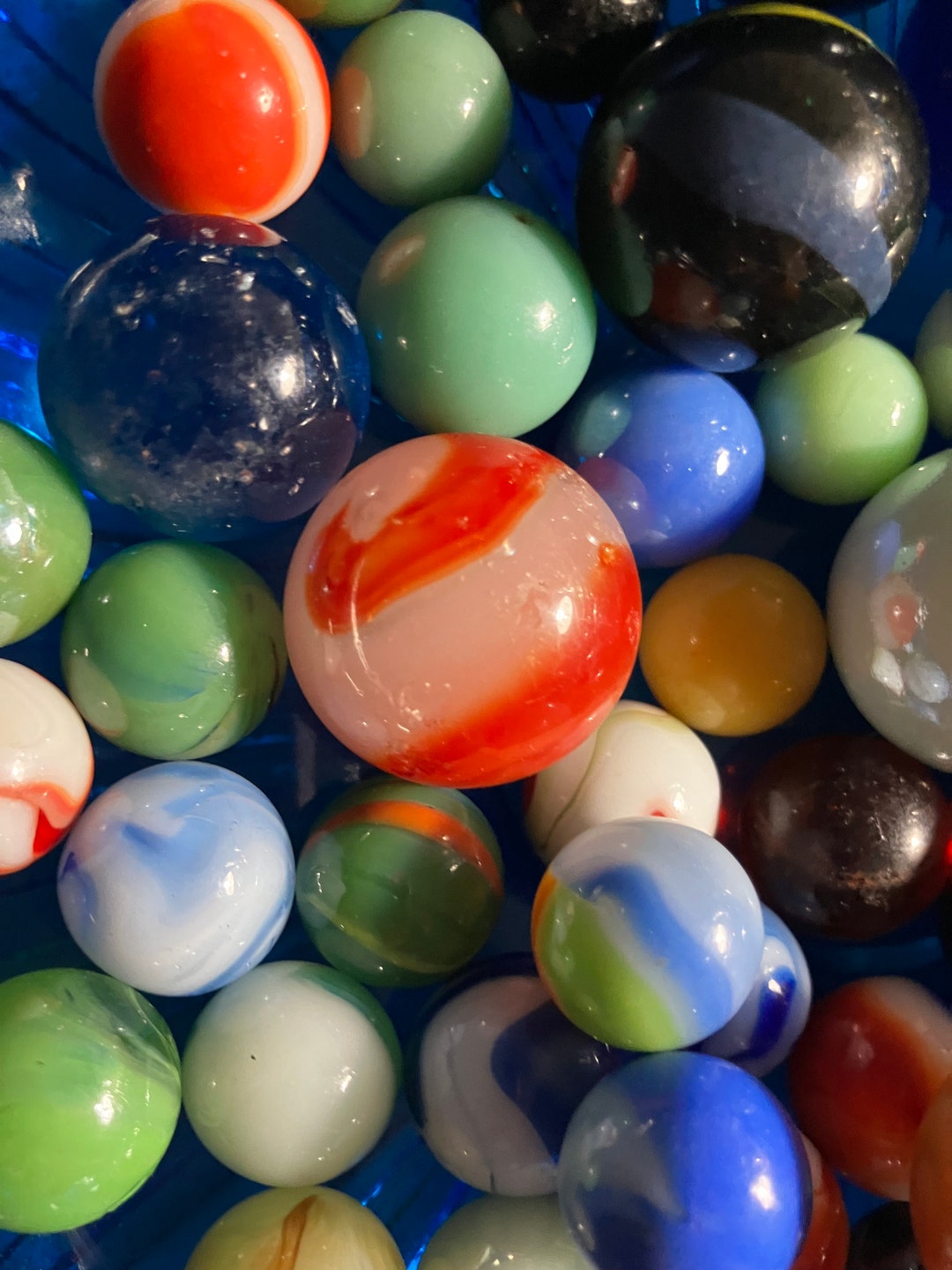 50 Vintage Glass Marbles Unsorted Agate Marbles, Swirl Marbles, Patch ...