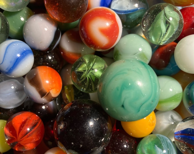 100 Vintage Glass Marbles Lot Unsorted Agate Marbles, Swirl Marbles ...